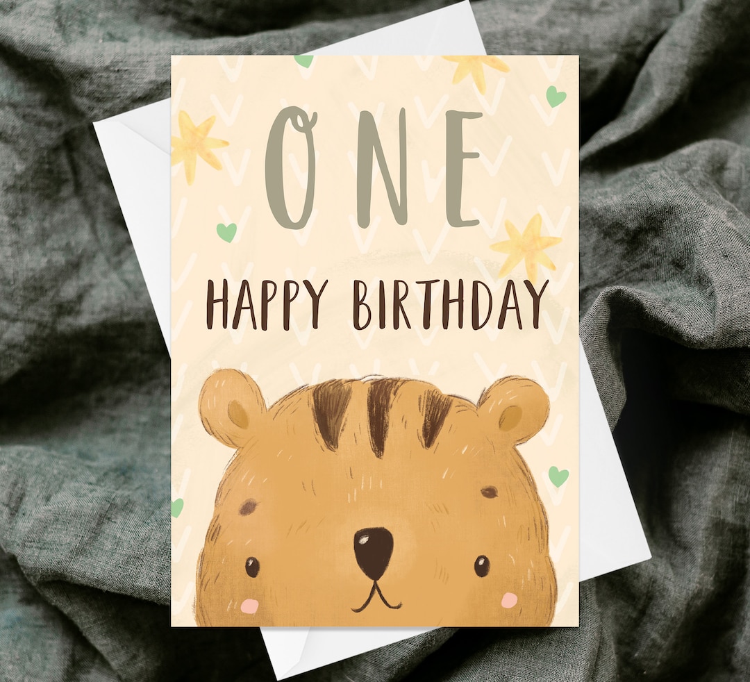 One Happy Birthday Greetings Card - Handmade Textured Greetings Card ...