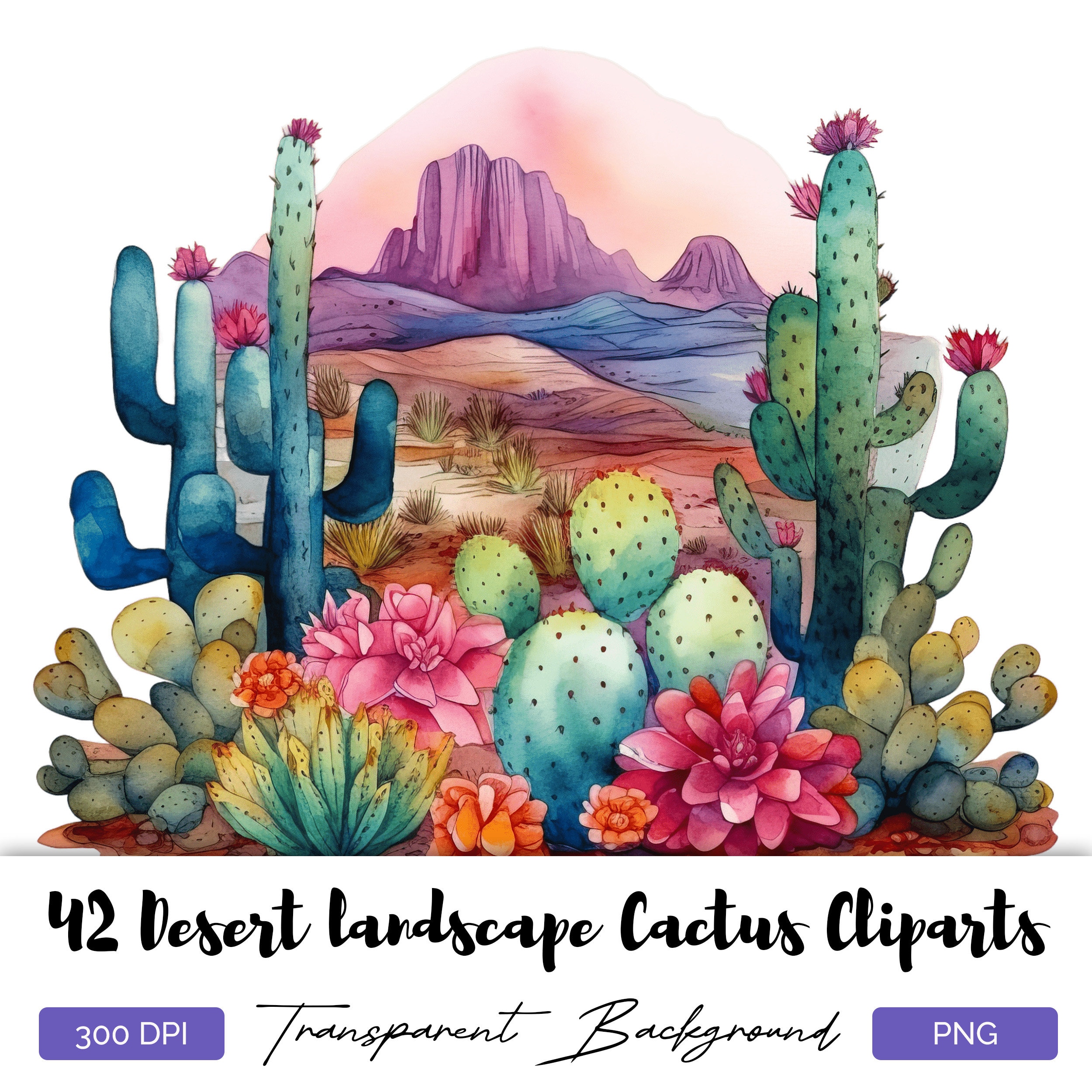 Desert Cactus Landscapes - 42 High Quality PNG Images - Transparent ...