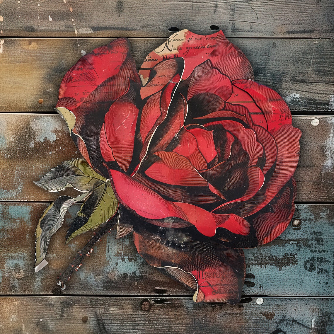 12 Vintage Red Rose Magazine Cutouts Printable Shabby Papers Scrapbook ...