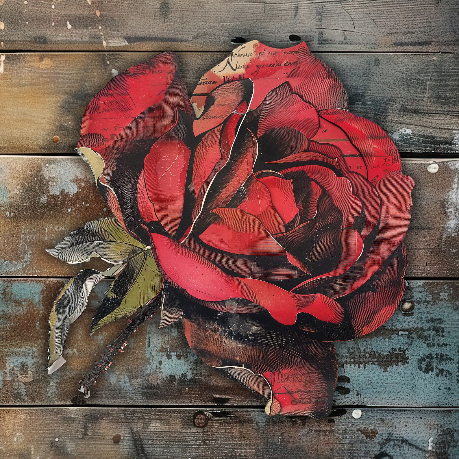 12 Vintage Red Rose Magazine Cutouts Printable Shabby Papers Scrapbook ...