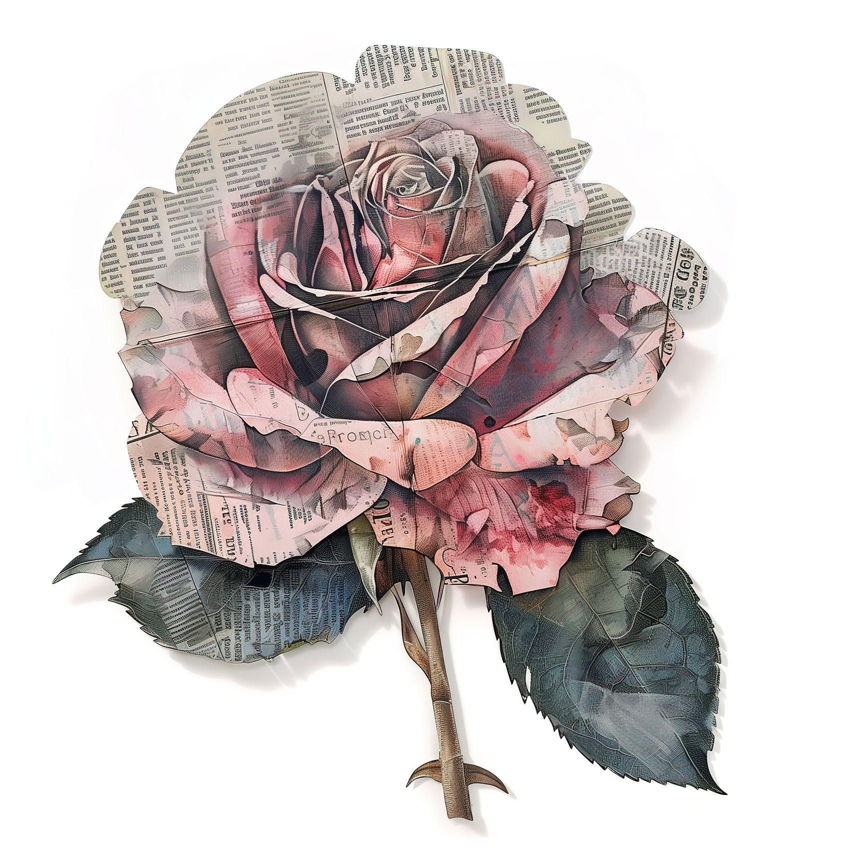 12 Vintage Pink Rose Magazine Cutouts Printable Shabby Papers Scrapbook ...