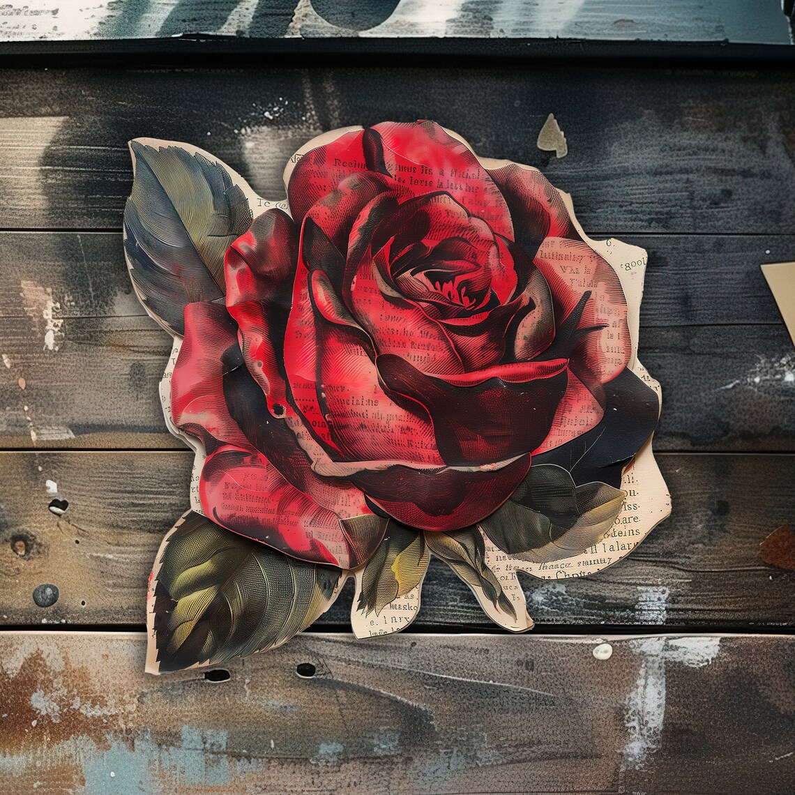 12 Vintage Red Rose Magazine Cutouts Printable Shabby Papers Scrapbook ...