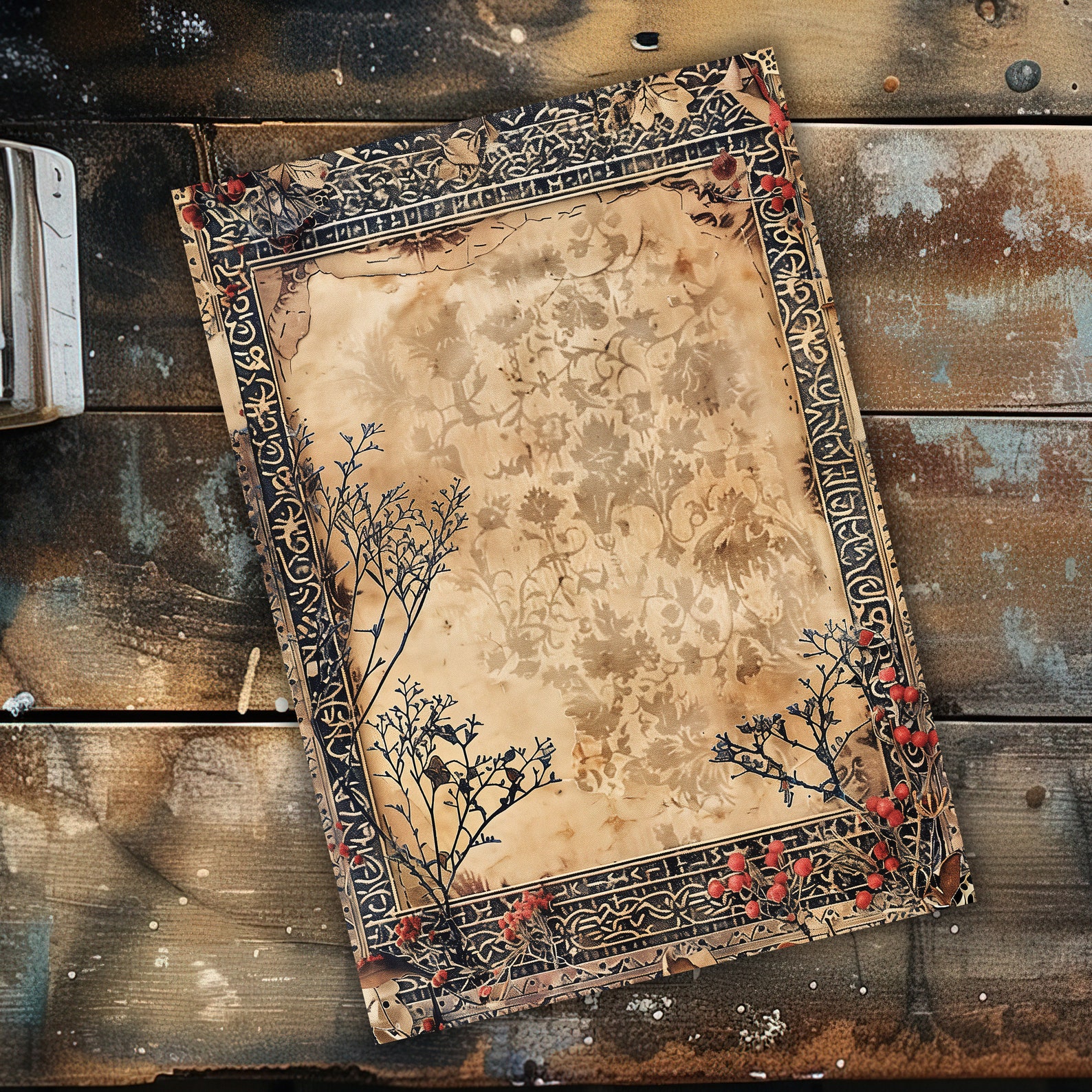 12 Vintage Gothic Journal Pages With Frames - Printable Shabby Papers ...