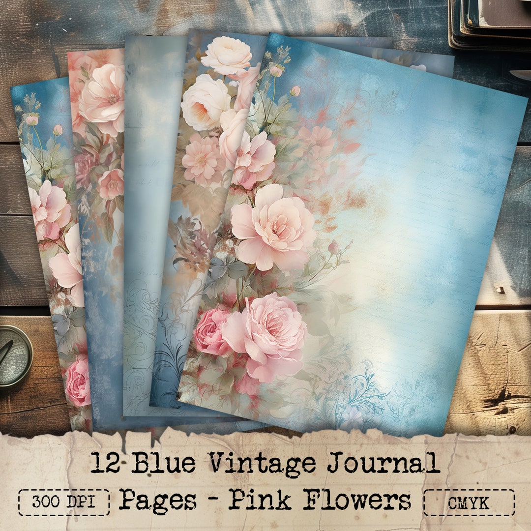 12 Vintage Floral Journal Pages, Junk Journal Kit, Basic Papers ...