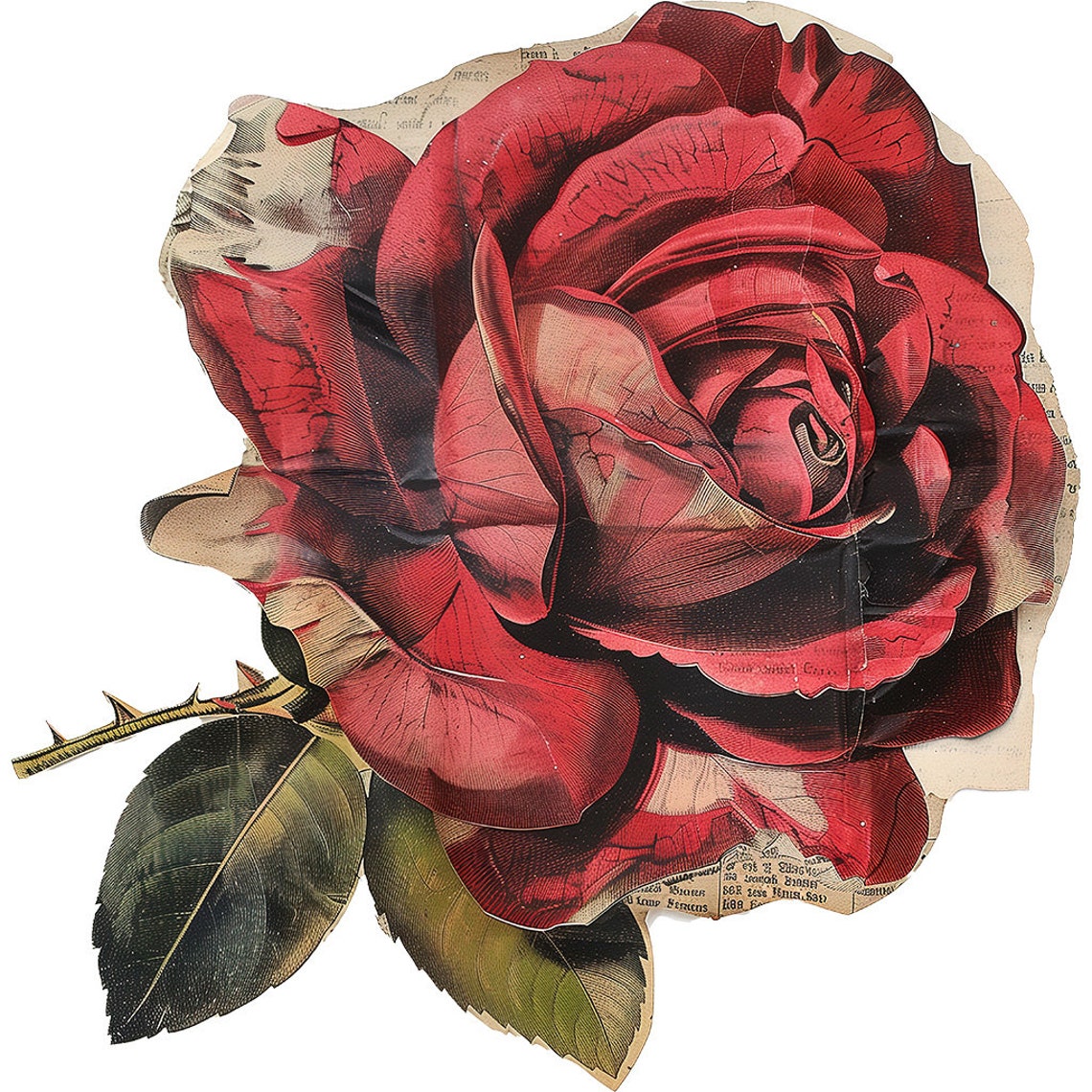 12 Vintage Red Rose Magazine Cutouts Printable Shabby Papers Scrapbook ...