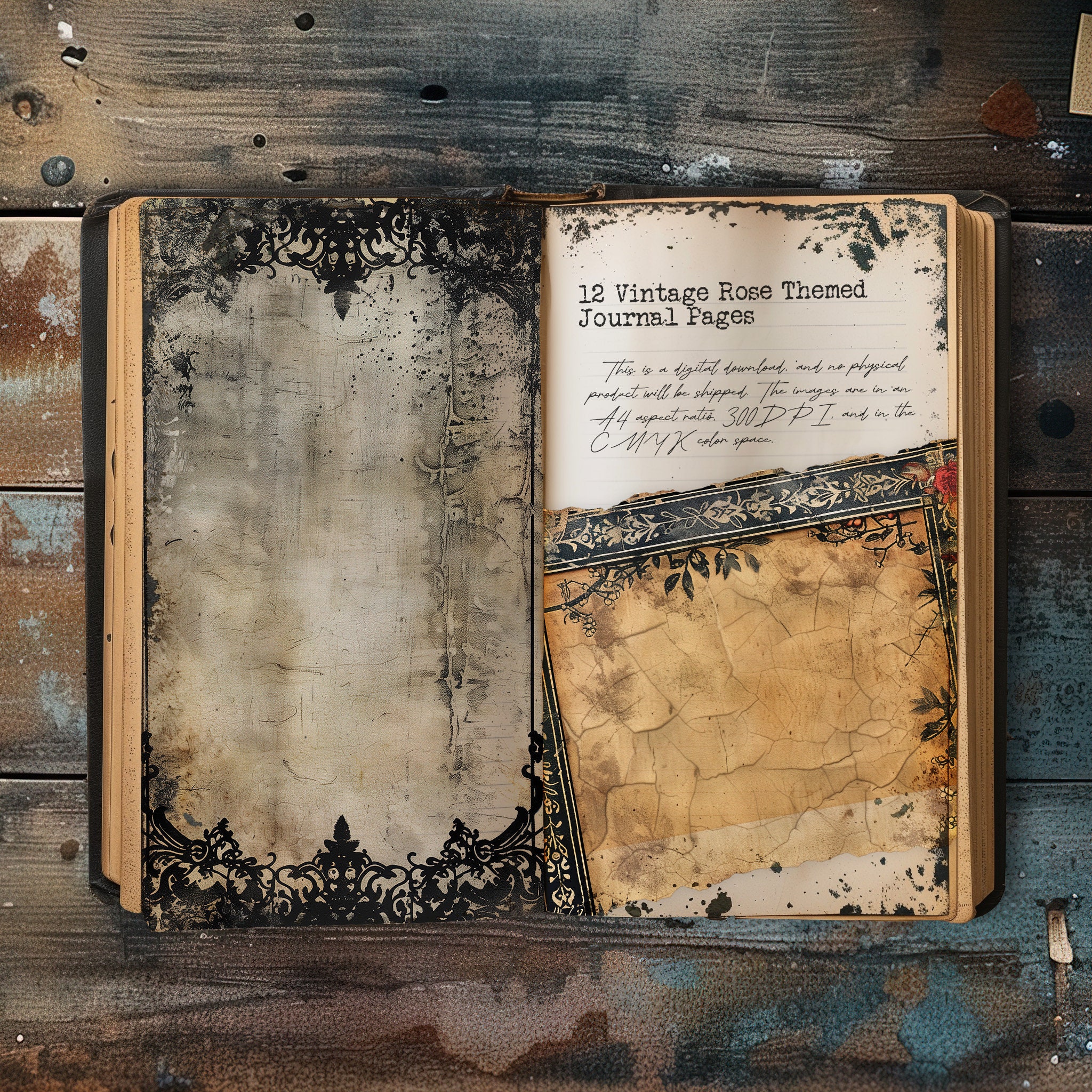 12 Vintage Gothic Journal Pages With Frames Printable Shabby Papers ...
