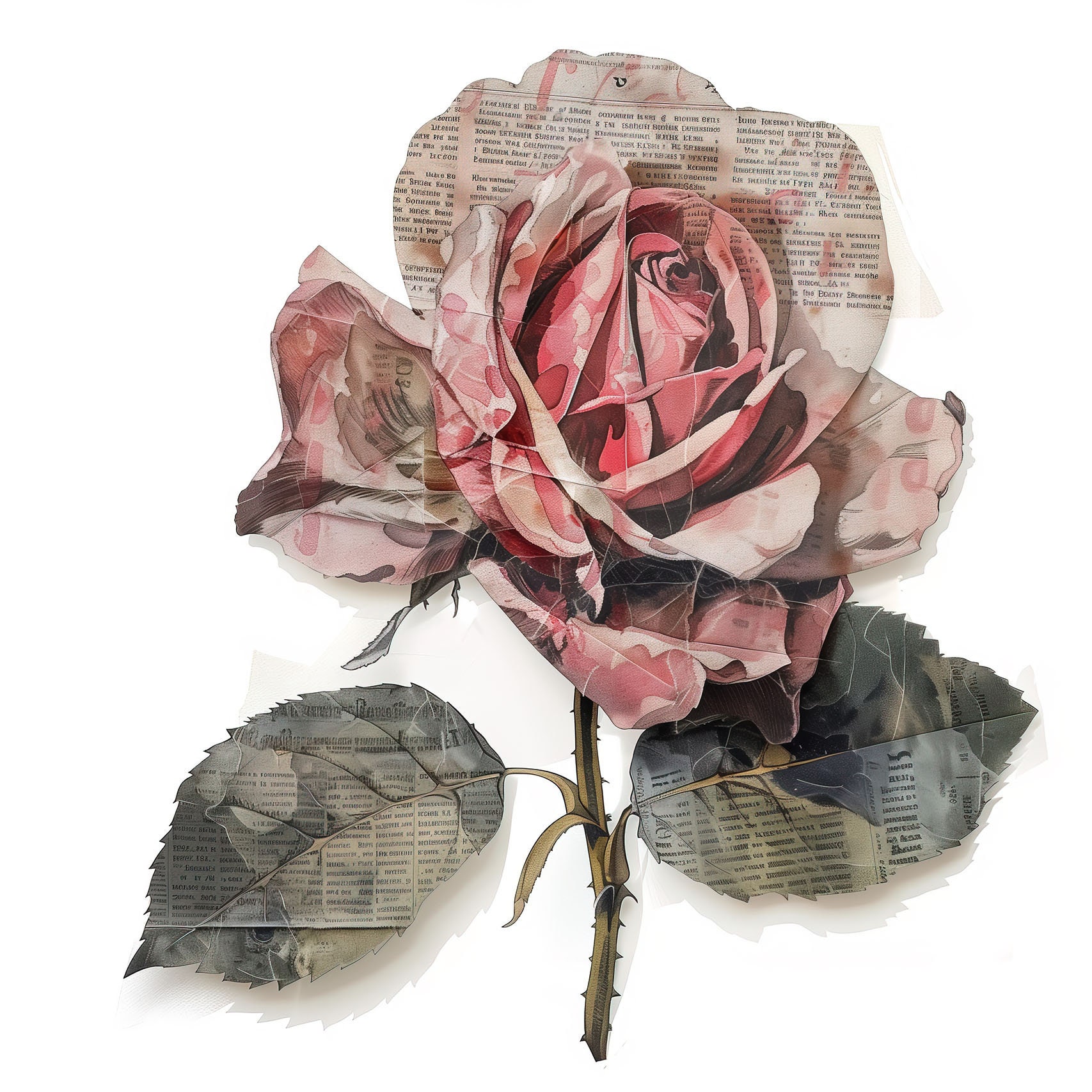 12 Vintage Pink Rose Magazine Cutouts Printable Shabby Papers Scrapbook ...