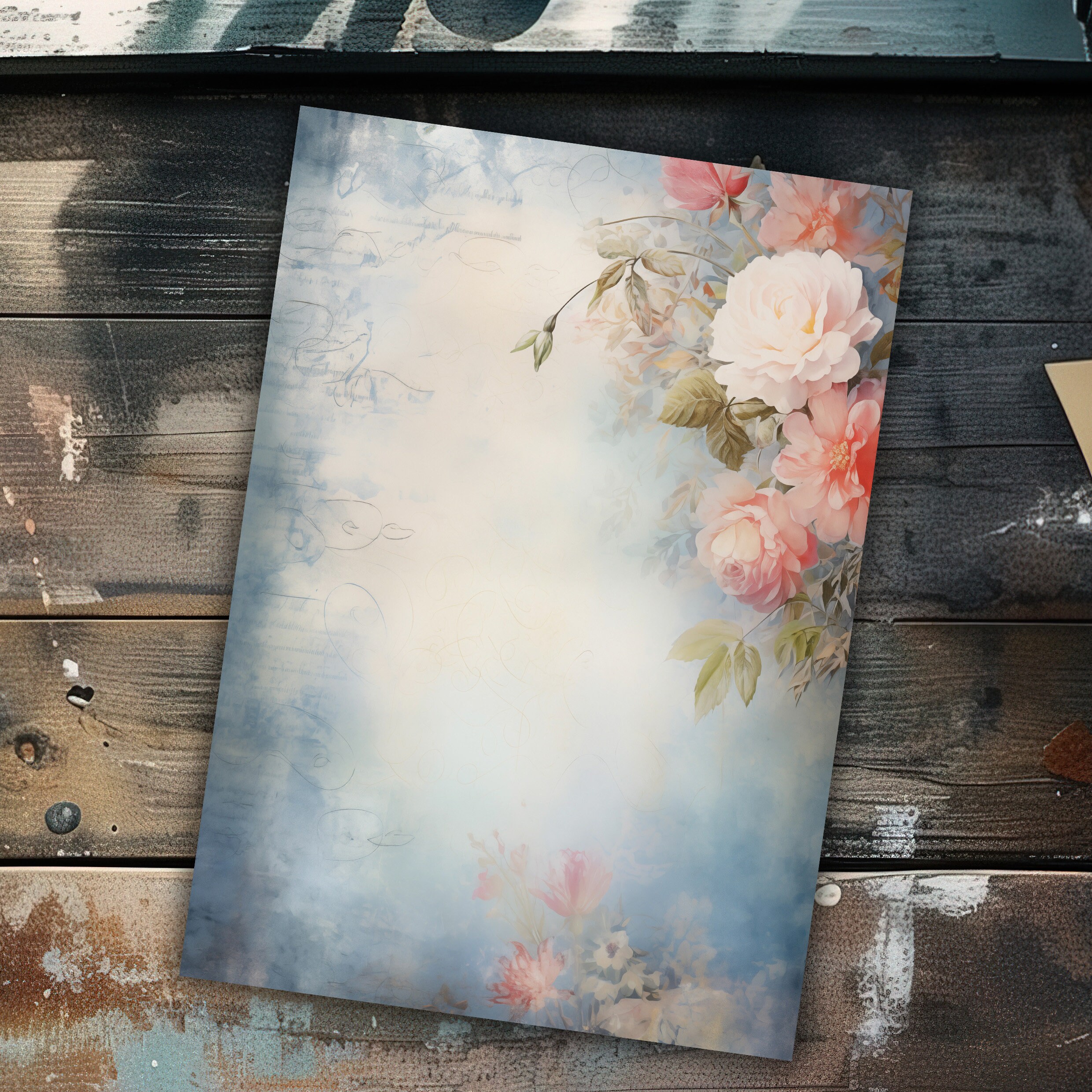 12 Vintage Floral Journal Pages, Junk Journal Kit, Basic Papers ...