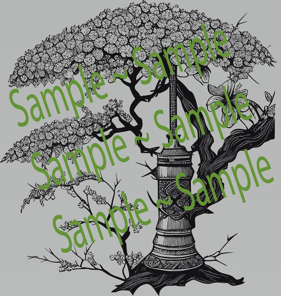 Cherry Blossom Tree With Japanese Style Bell - Vector Image for ...