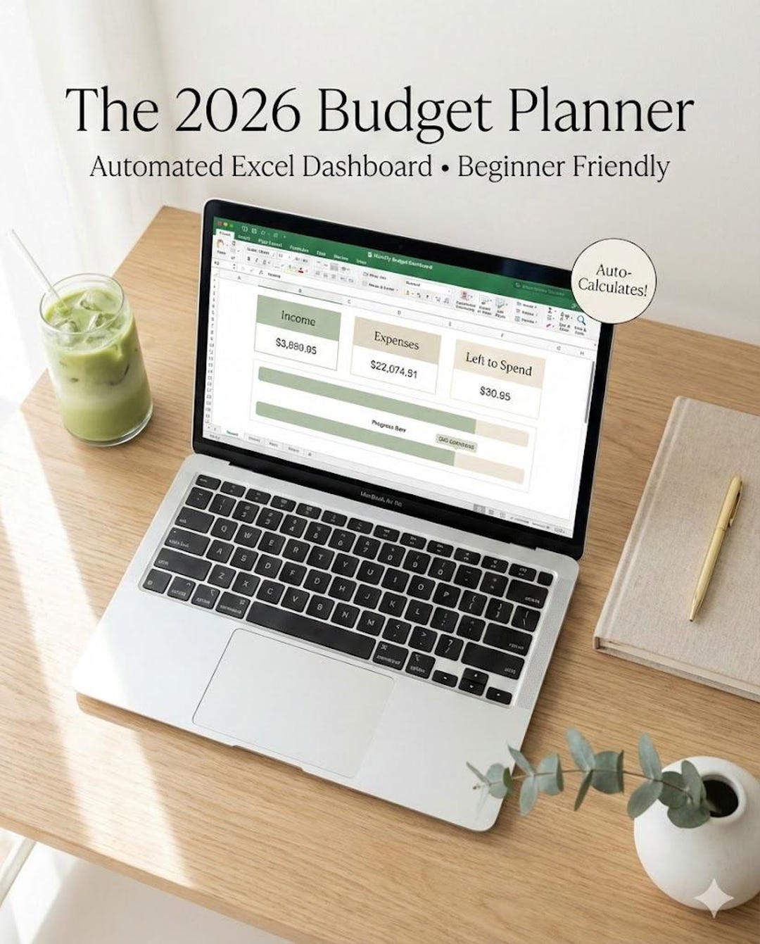 Aesthetic Monthly Budget Planner Excel Template Simple Expense Tracker ...
