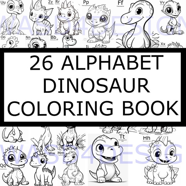 Dinosaur Abc Coloring Pages - Etsy