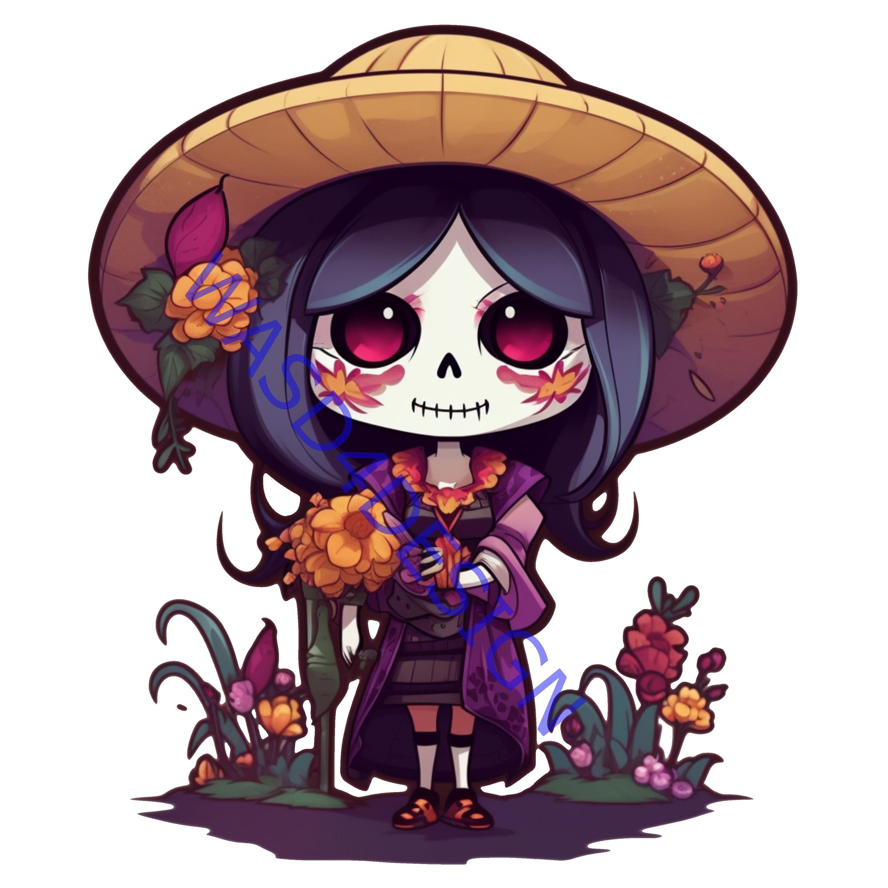 Small Cute La Catrina PNG/JPG Downloadable Digital File Clip - Etsy