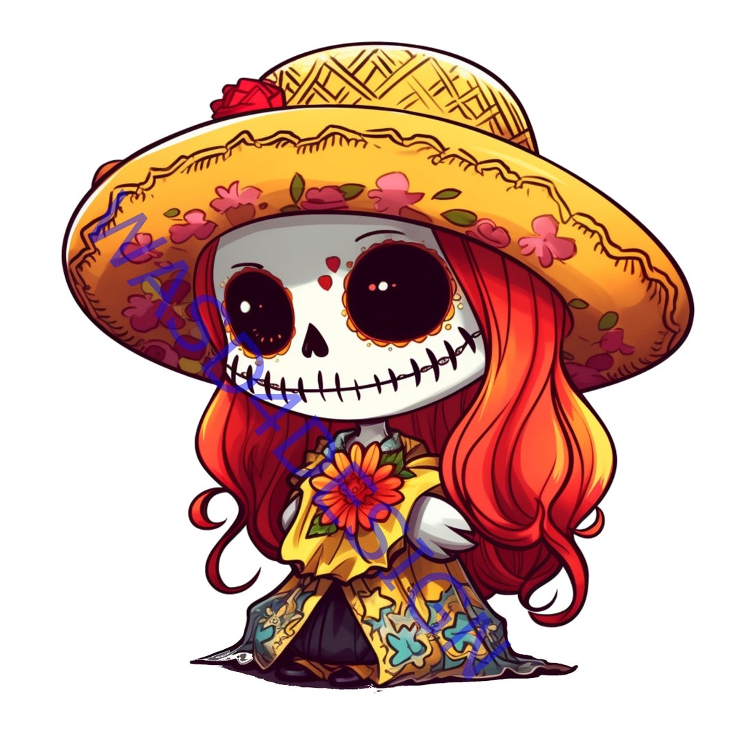 Small Cute La Catrina PNG/JPG Downloadable Digital File Clip - Etsy