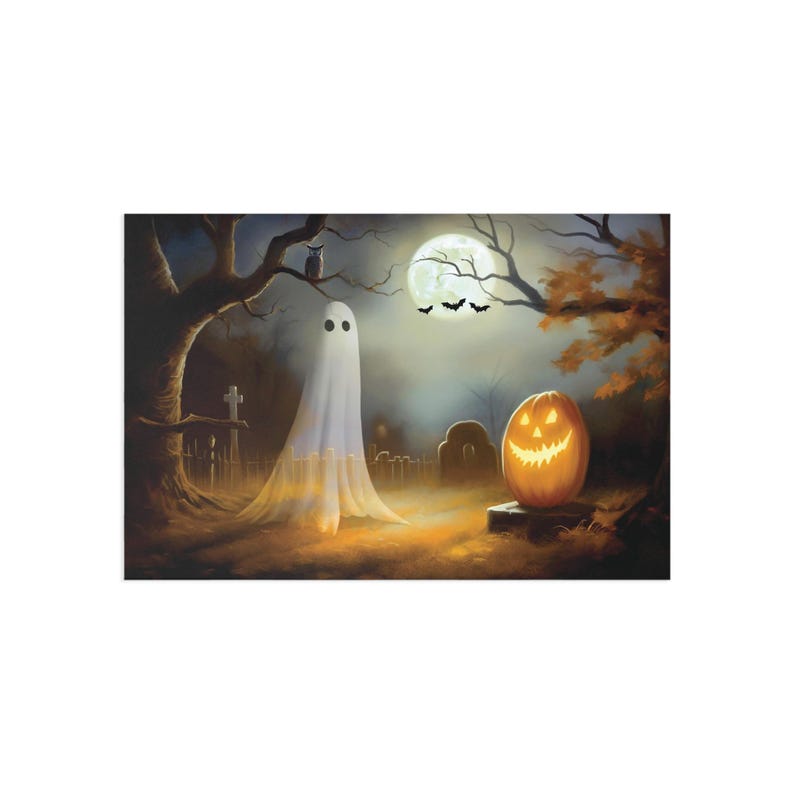 Ghost in the Graveyard Digital Art Postcard - Etsy