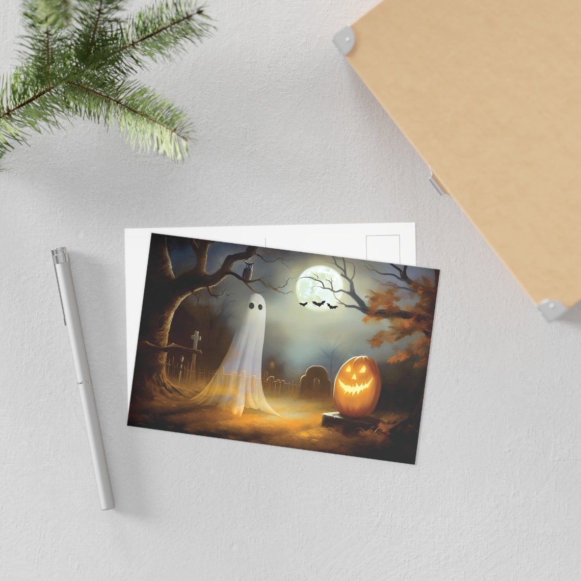 Ghost in the Graveyard Digital Art Postcard - Etsy