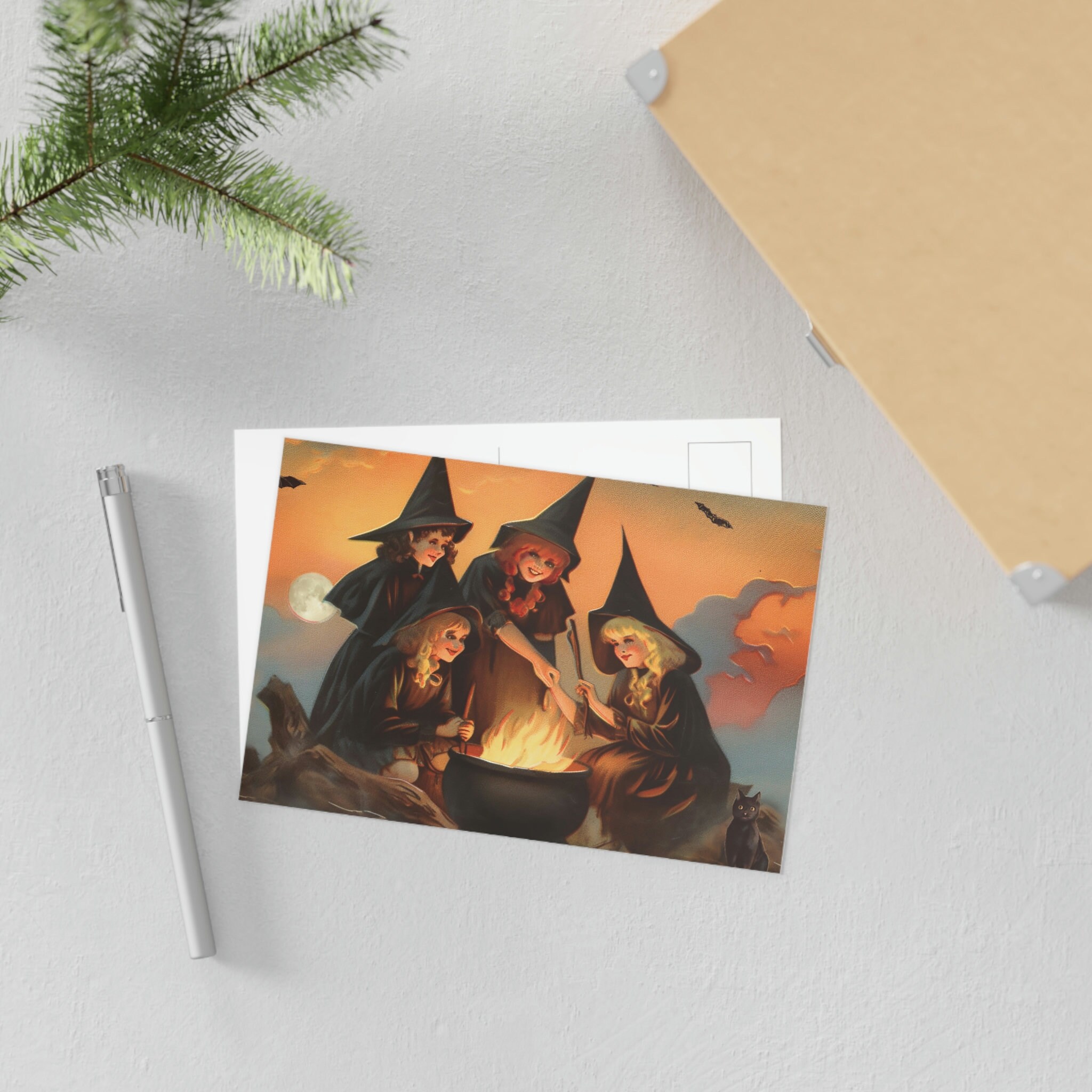 Halloween Coven of Witches Vintage Style Art Postcards - Etsy