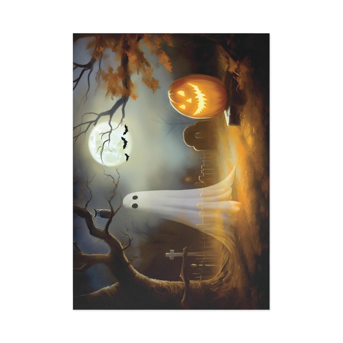 Ghost in the Graveyard Digital Art Postcard - Etsy