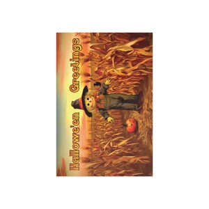 Scarecrow Halloween Greetings Fine Art Postcard - Etsy