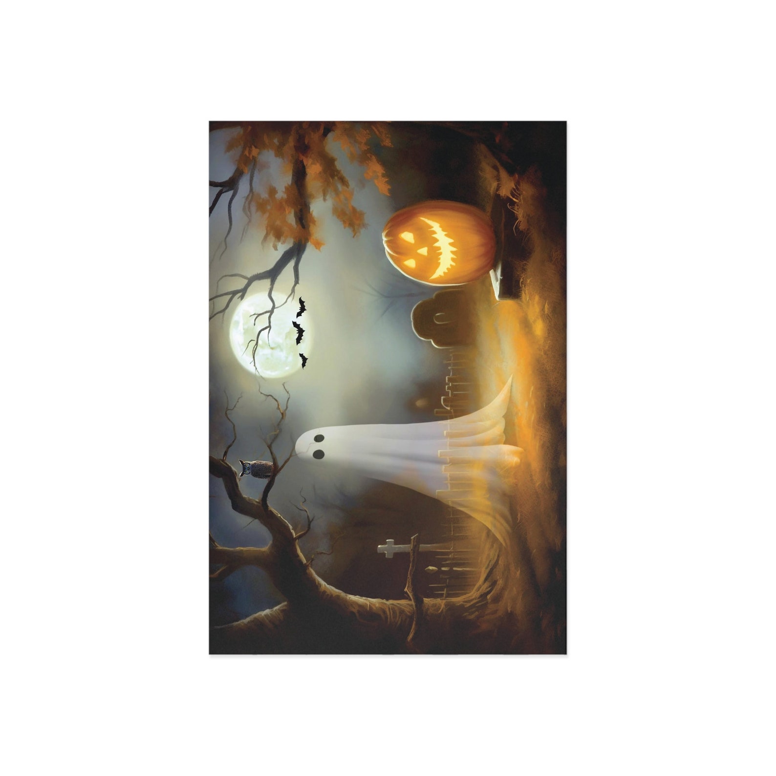 Ghost in the Graveyard Digital Art Postcard - Etsy