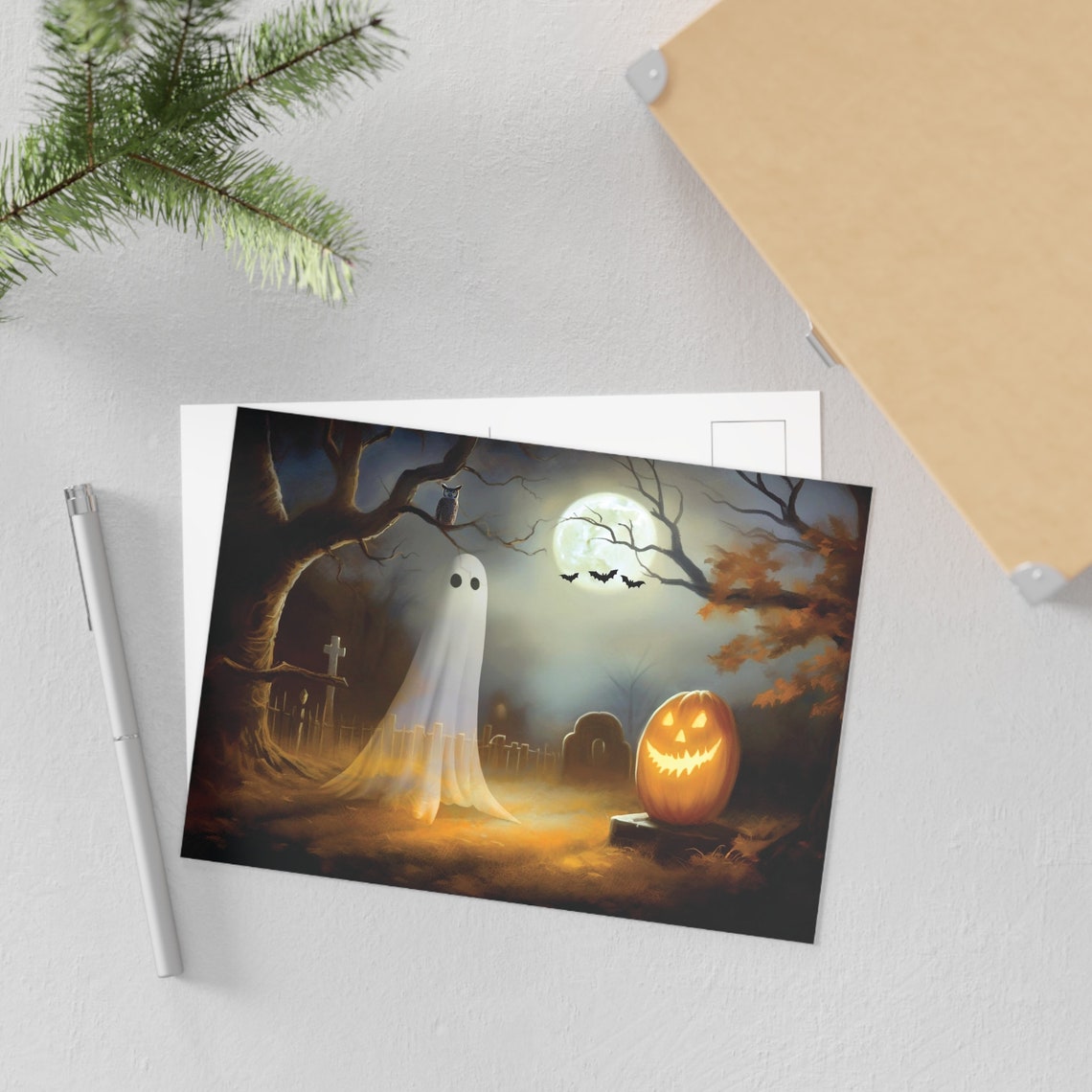 Ghost in the Graveyard Digital Art Postcard - Etsy