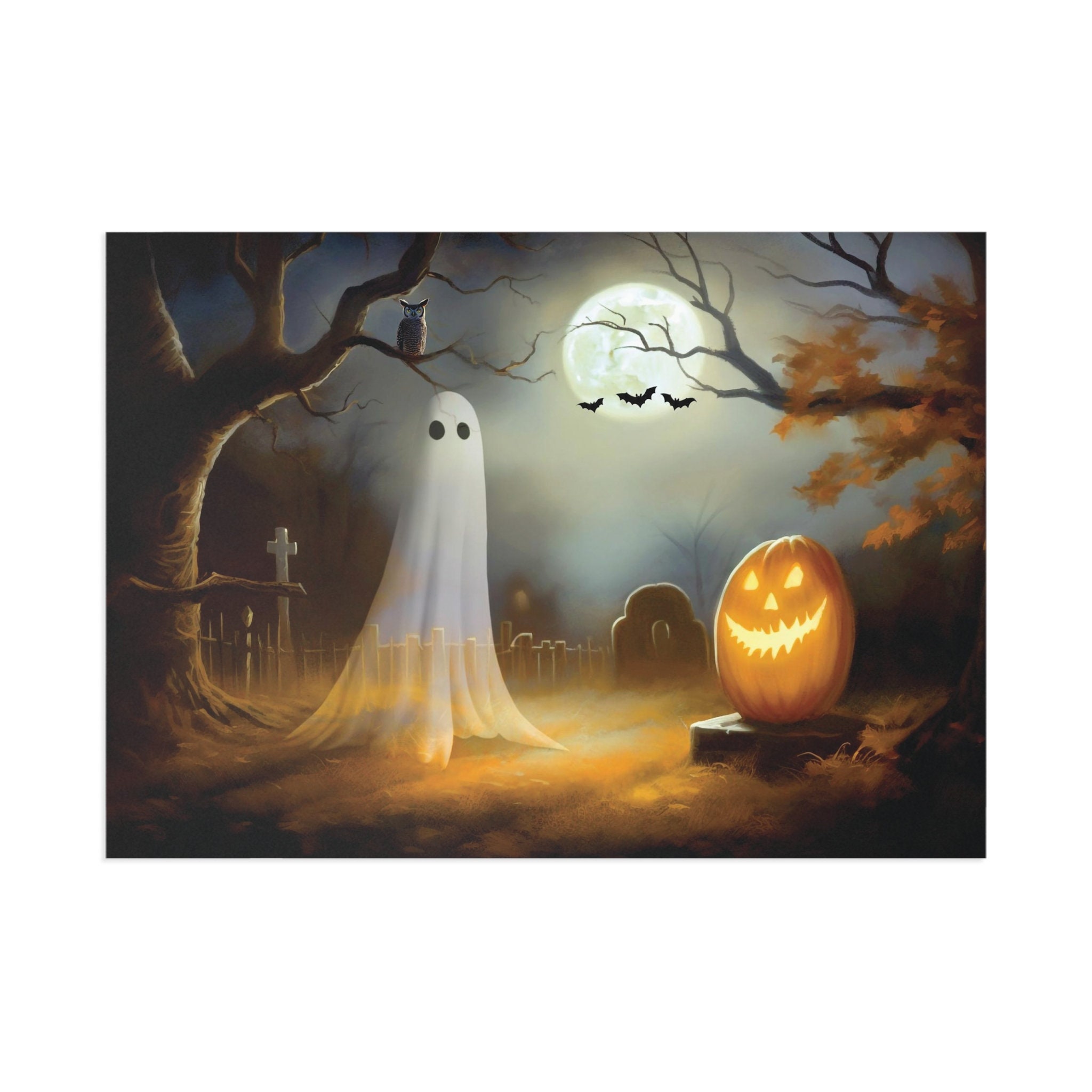 Ghost in the Graveyard Digital Art Postcard - Etsy