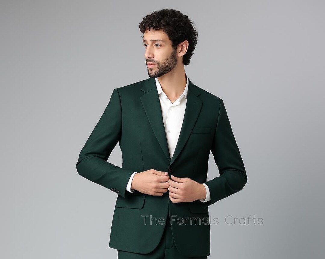 Emerald Green Two Piece Suit for Men, Two Piece Slim Fit Blazer & Pants ...