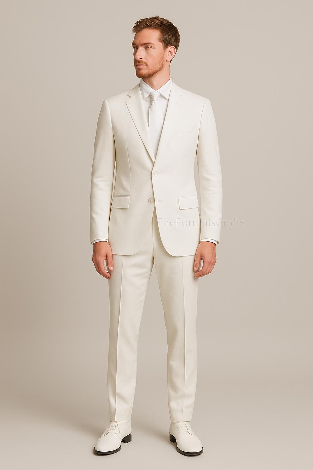 Classic White Suit for Men, White Two Piece Suit, Groom Suit, Slim Fit ...