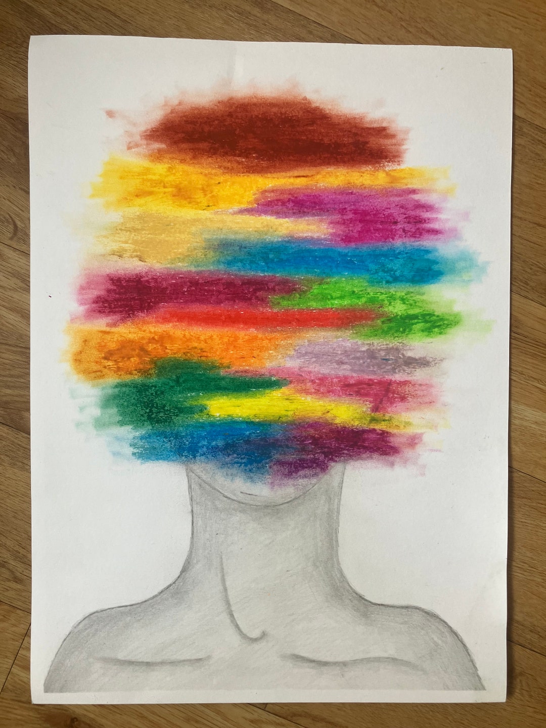 Original Abstract Oil Pastel Portrait Drawing - Etsy