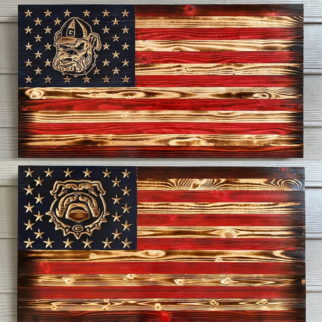 Georgia Bulldogs Wood American Flag, Georgia Bulldogs Sign, Georgia ...