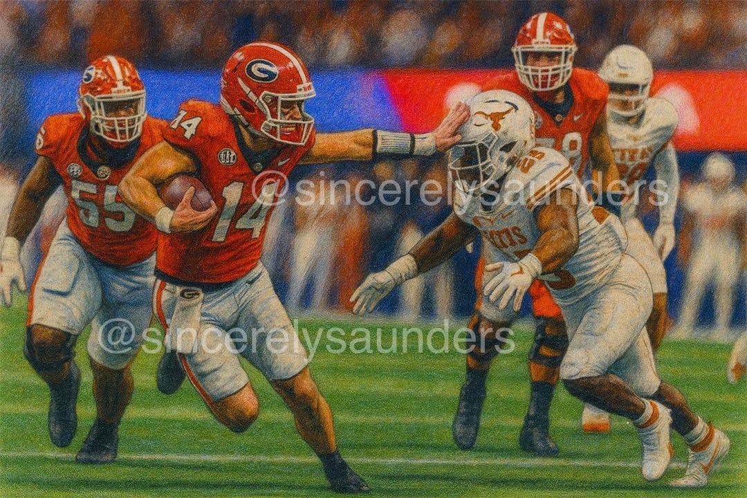 Georgia Bulldogs Gunner Stockton Colored Pencil Drawing - Etsy