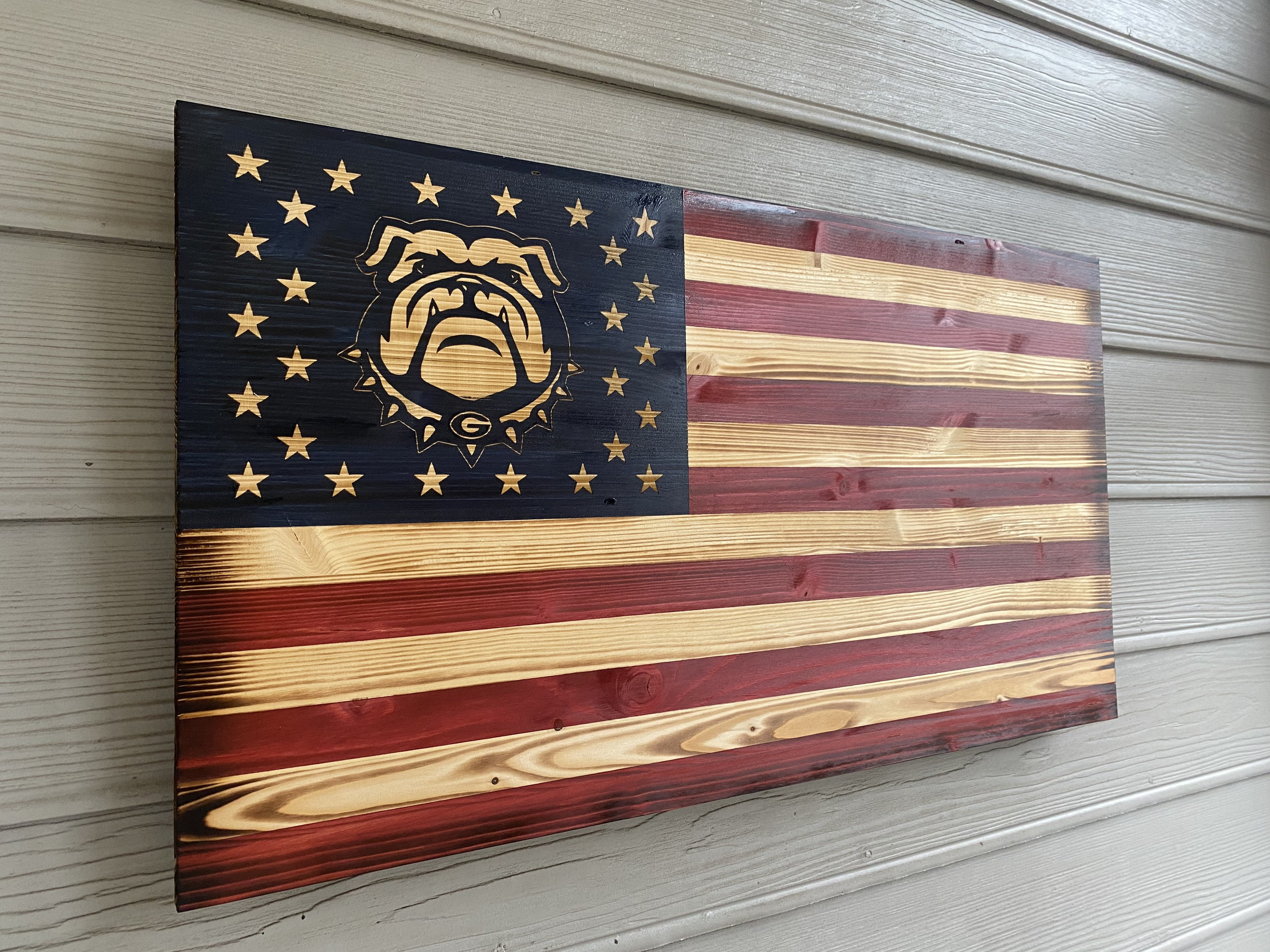 Georgia Bulldogs Wood American Flag, Georgia Bulldogs Sign, Georgia ...