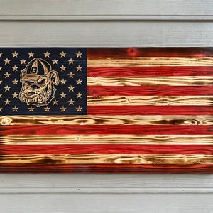 Georgia Bulldogs Wood American Flag, Georgia Bulldogs Sign, Georgia ...