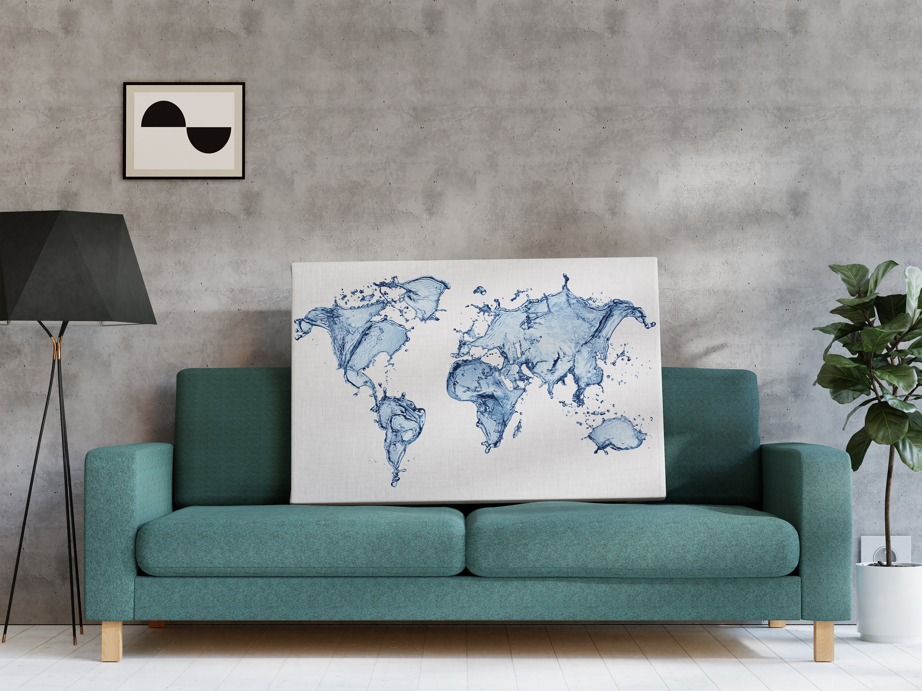 Tranquil Aqua World Map Canvas Print Oceanographic Artwork, Coastal ...