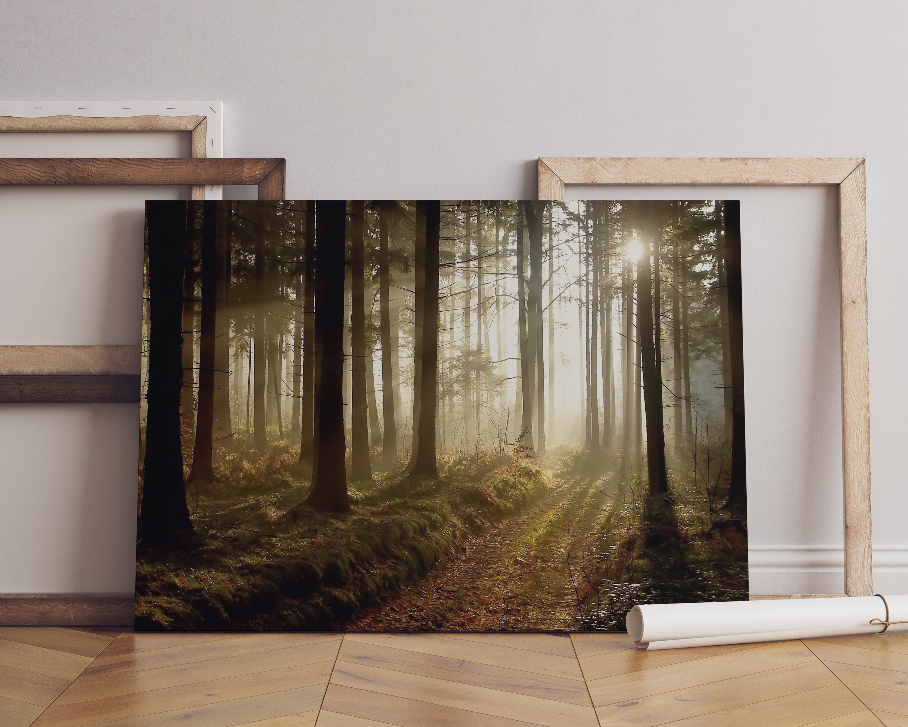 Forest Sunset Canvas Print Tranquil Nature Wall Art for Home Decor - Etsy