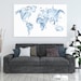 Tranquil Aqua World Map Canvas Print Oceanographic Artwork, Coastal ...
