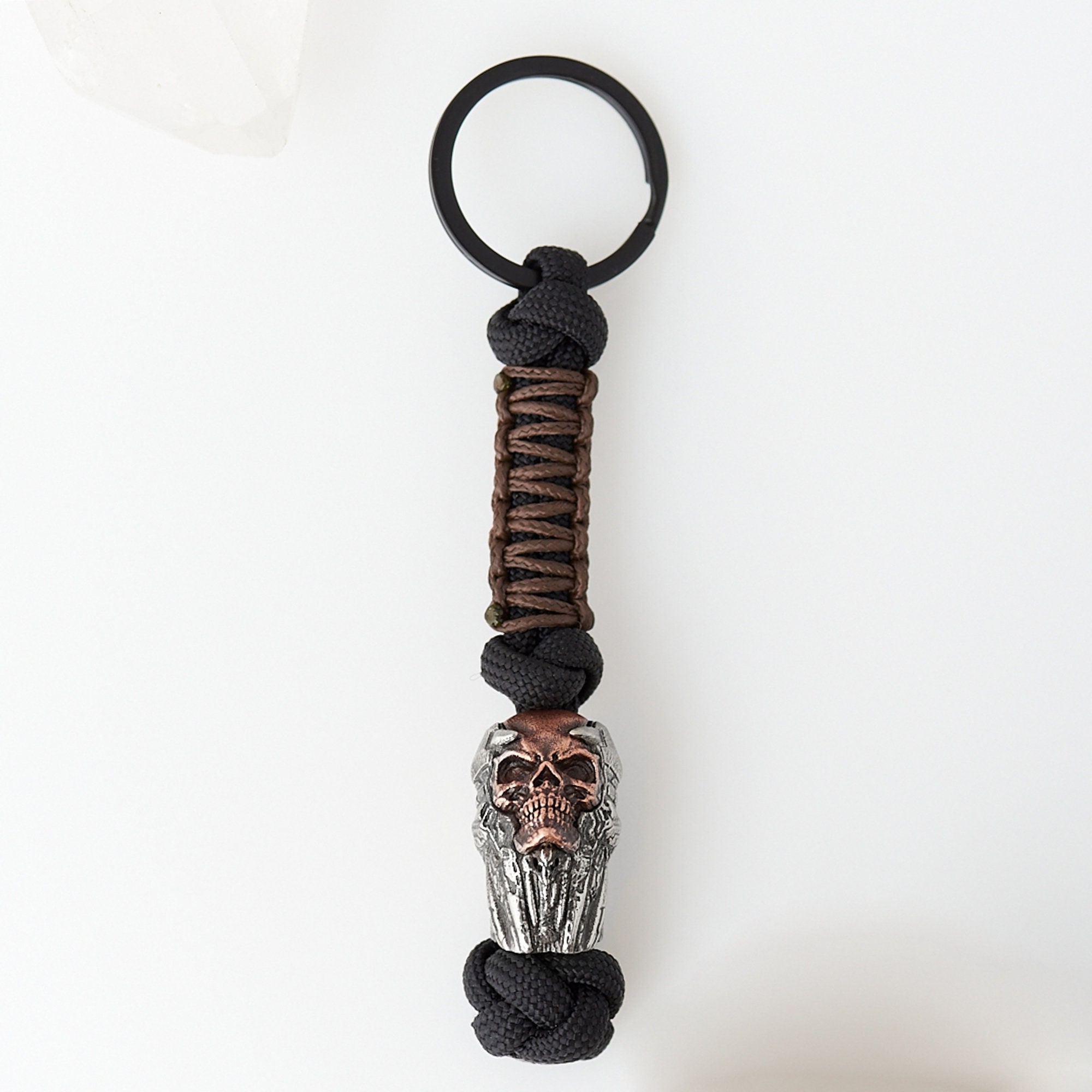 Knife Bead Gazing Into Space Skull Nickel Silver Bronze EDC Paracord ...