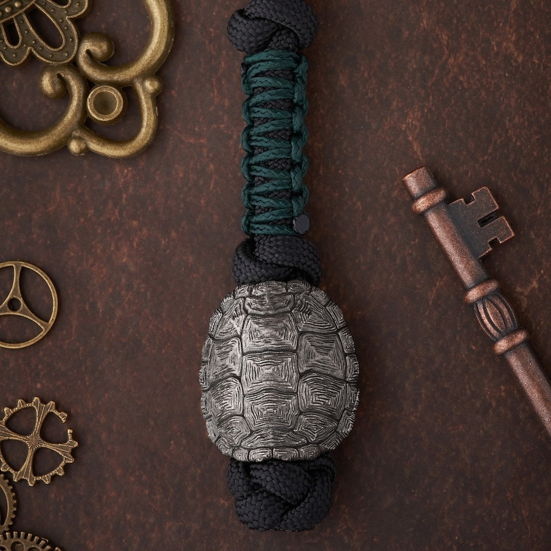 Knife Bead Turtle Tortoise Shell Nickel Silver Edc Paracord Lanyard ...