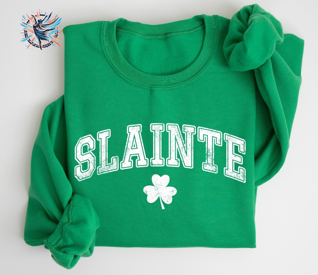 Retro Slainte Shamrock Sweatshirt - St Patricks Day Crewneck - Etsy