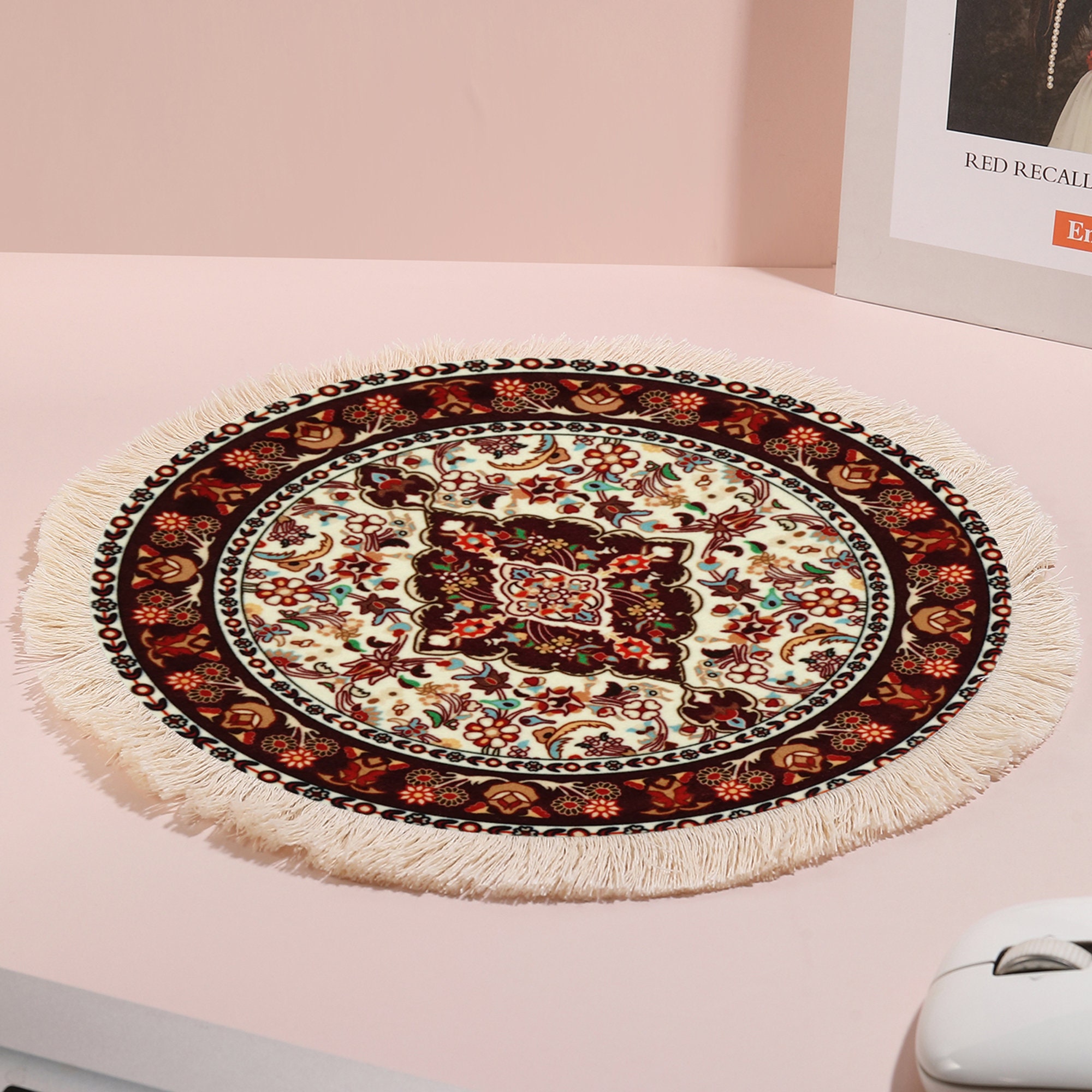 Handmade Rug Mouse Pad Vintage Persian Carpet Rubber Mousemat for Home ...