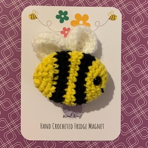 Hand Crocheted Bumble Bee Fridge Magnet ***PERSONALISABLE*** - Etsy