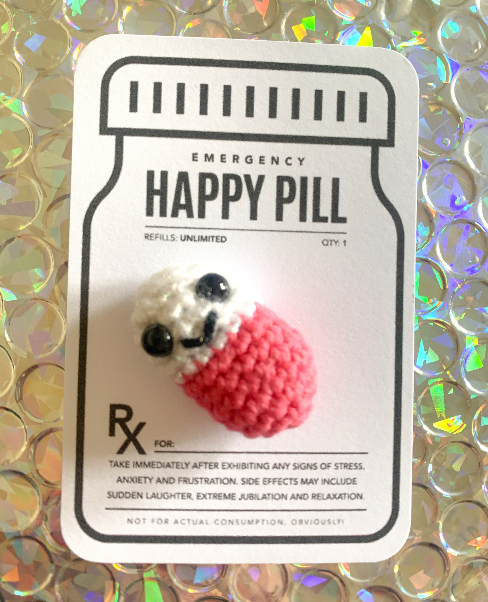 Hand Crocheted Chill/happy Pill Keychain - Etsy