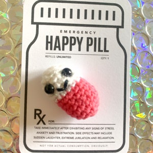 Hand Crocheted Chill/happy Pill Keychain - Etsy