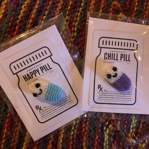 Hand Crocheted Chill/happy Pill Keychain - Etsy