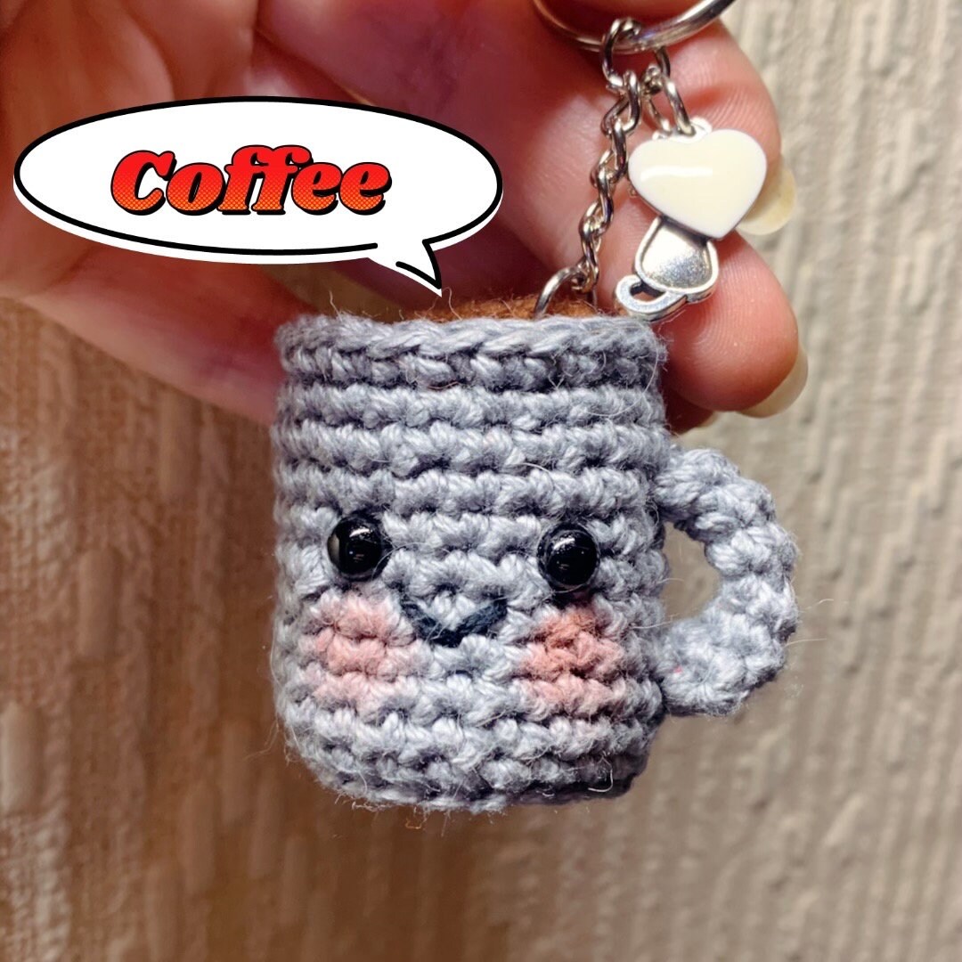 Hand Crocheted Coffee Cup Keychain - Etsy
