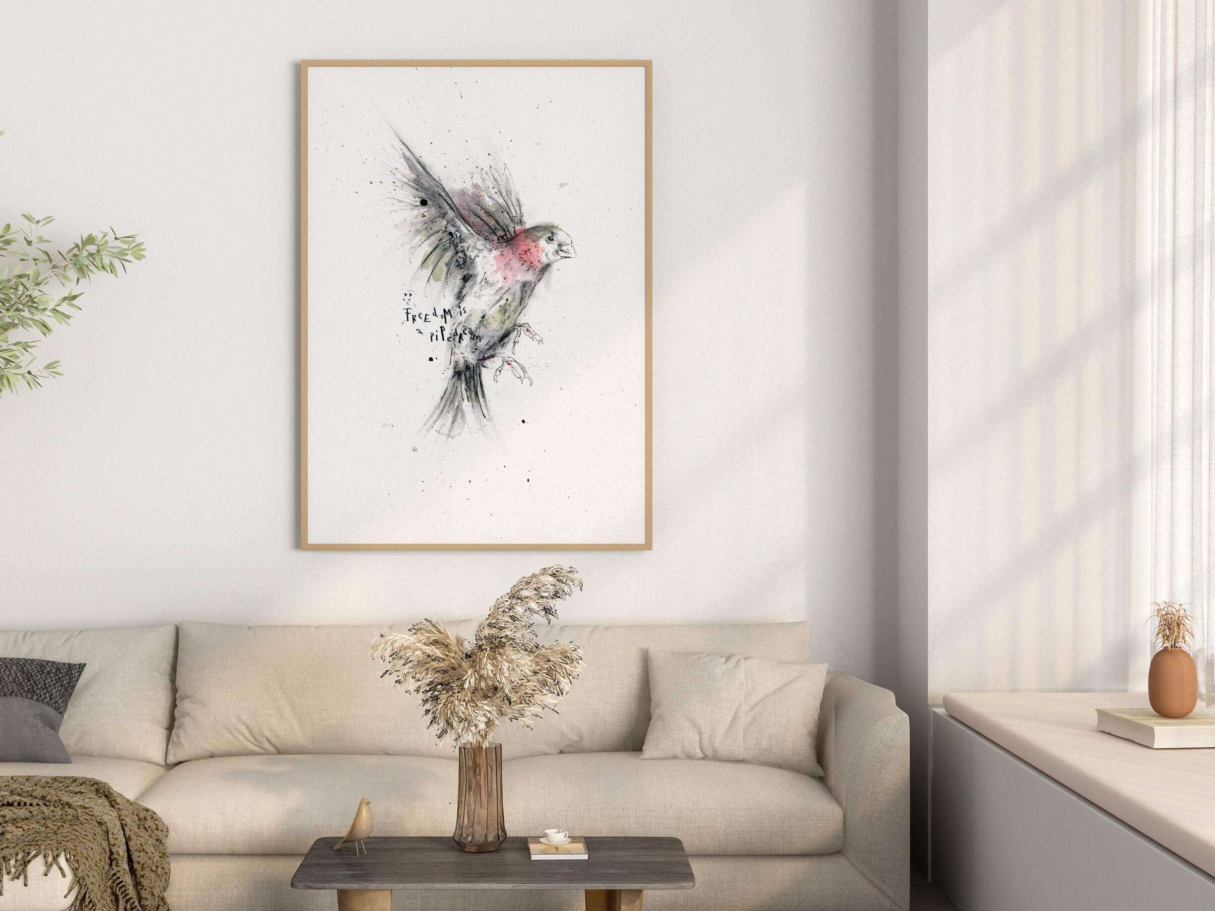 Bird Wall Art Digital | Bird Drawing | Animal Artwork | Printable ...