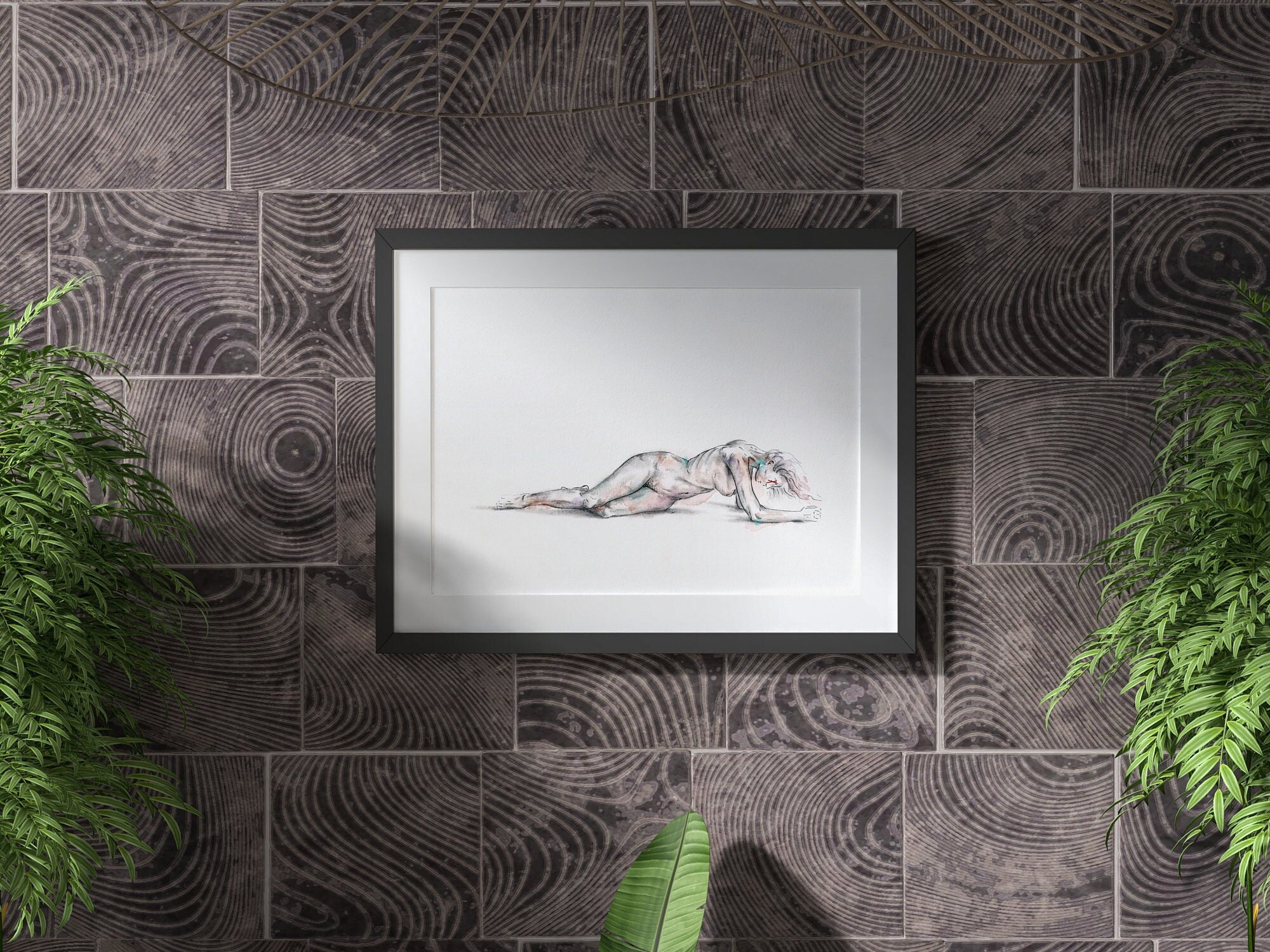Female Figure Drawing Digital Printable Print Woman Nude Art Wall Art