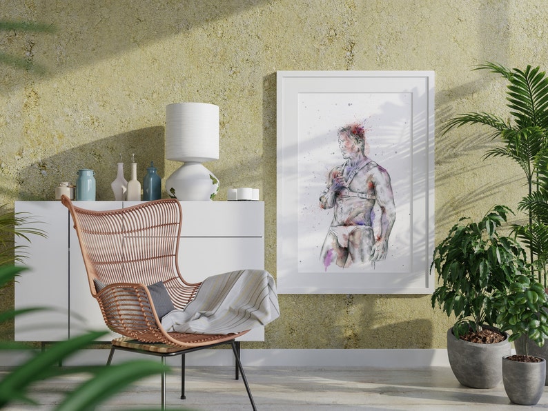 Sexual Homoerotic Art Original Gay Art Figurative Drawing Digital