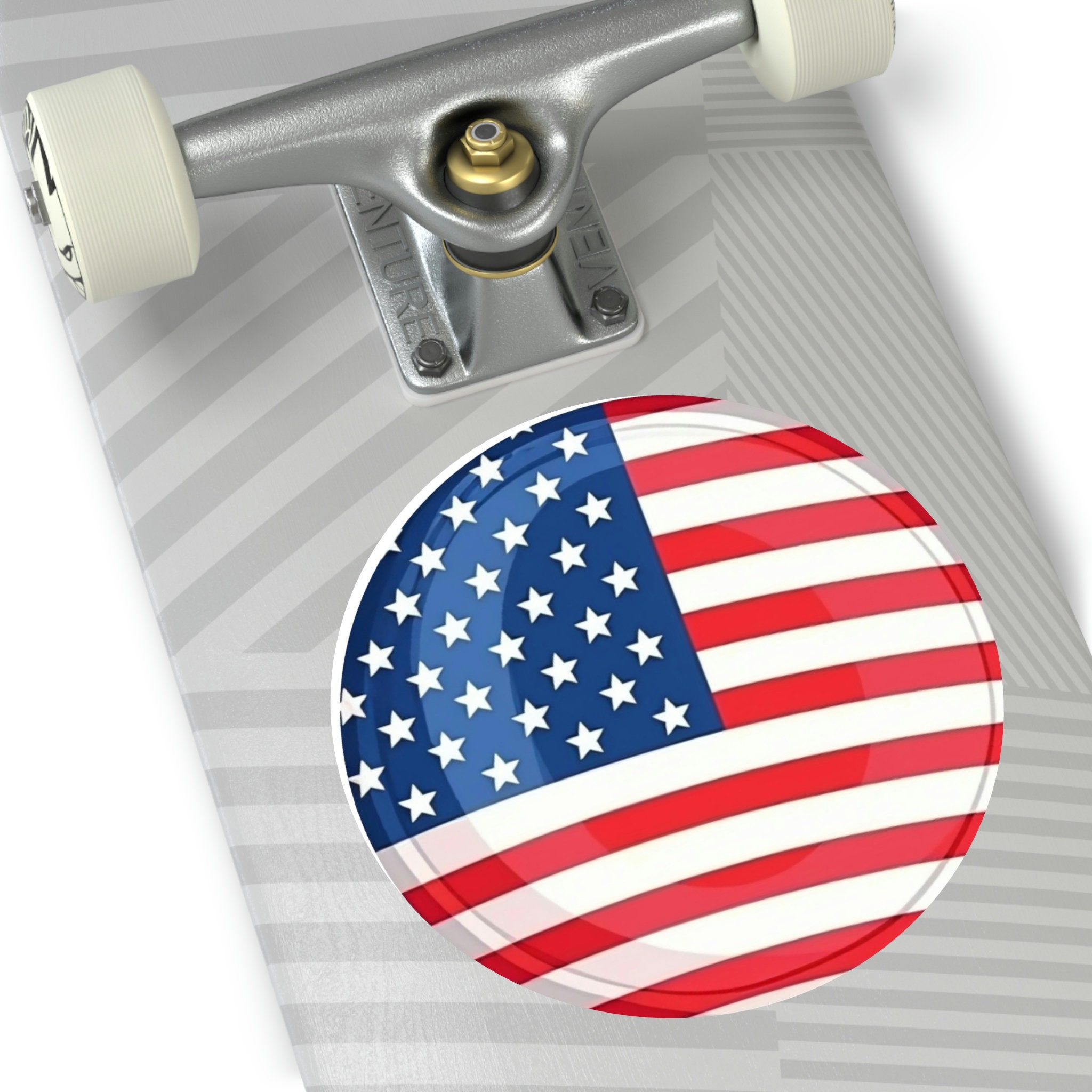 Premium Whimsical Round US Flag Vinyl Sticker Circular Design, Vibrant ...