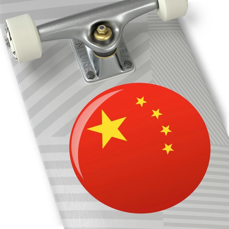 Premium Whimsical Round China Flag Vinyl Sticker - Circular Design ...