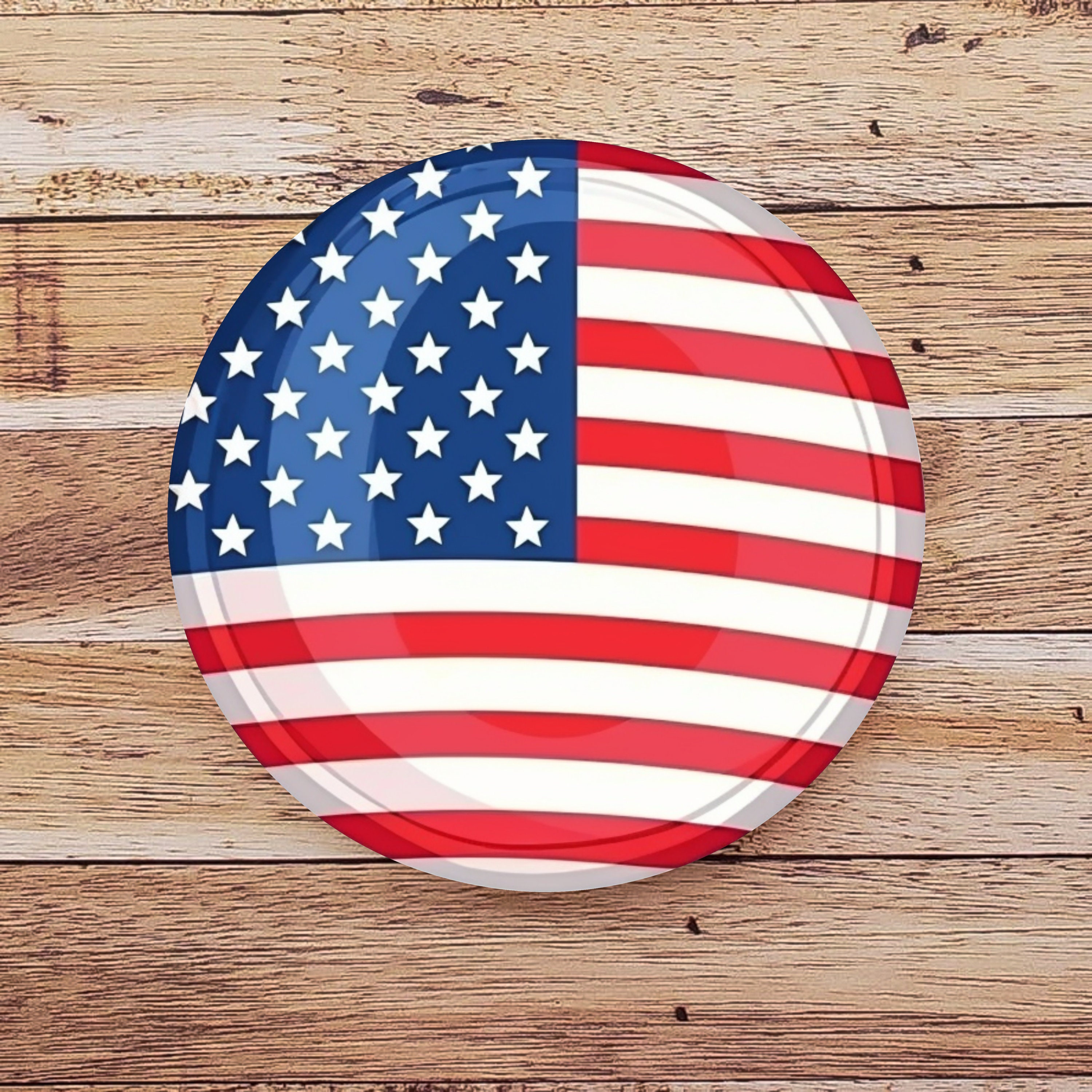 Premium Whimsical Round US Flag Vinyl Sticker Circular Design, Vibrant ...